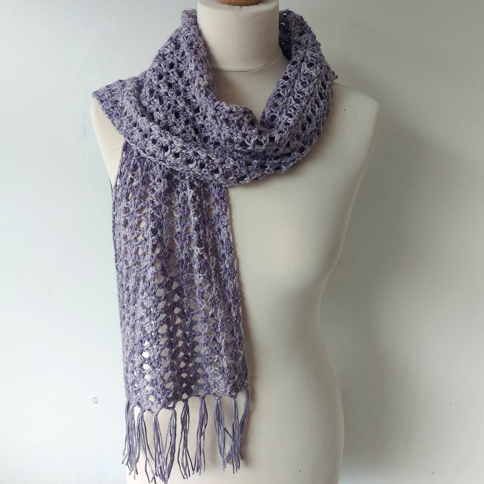 Crochet Lace Shell Stitch Scarf Pattern PDF - Etsy
