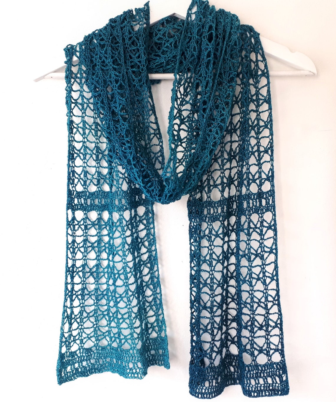 Crochet Lace Scarf Pattern PDF Easy and Delicate Stitch for - Etsy