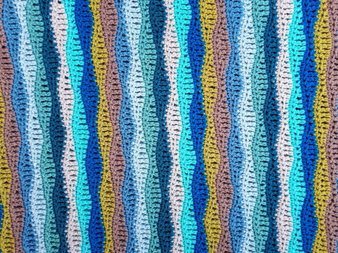 Crochet Blanket Pattern Gentle Waves Blue Gray Baby - Etsy