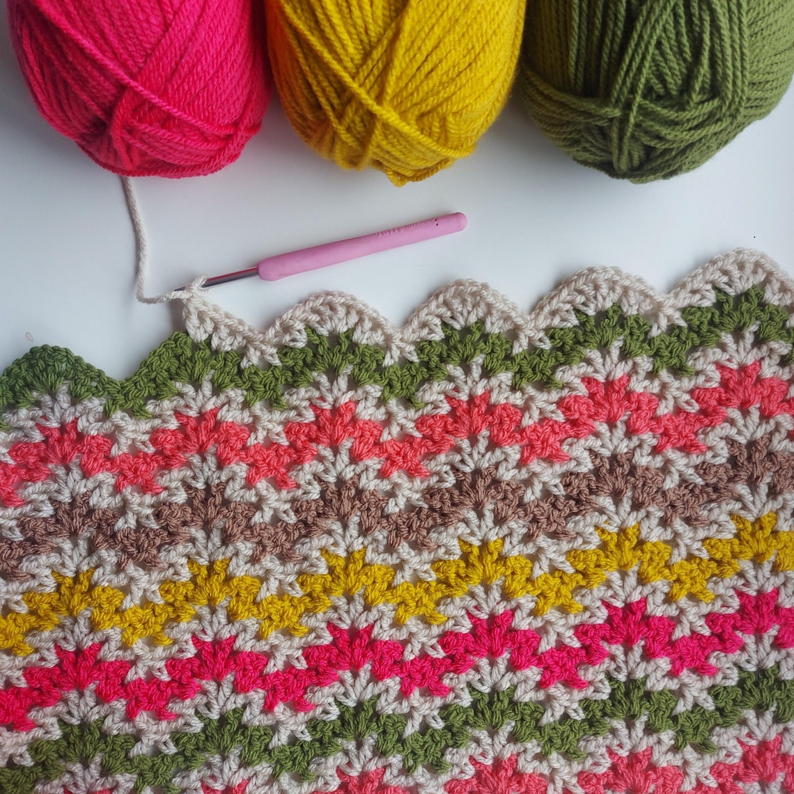 Crochet Ripple Baby Blanket Pattern - Lacy V Stitch Blanket PDF - Etsy