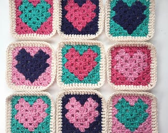 Heart Granny Square Crochet Pattern PDF - Etsy