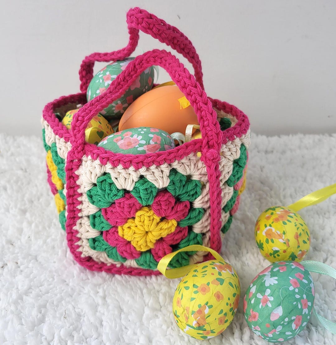 Crochet Easter Basket Granny Squares PDF Easy Crochet Pattern - Etsy