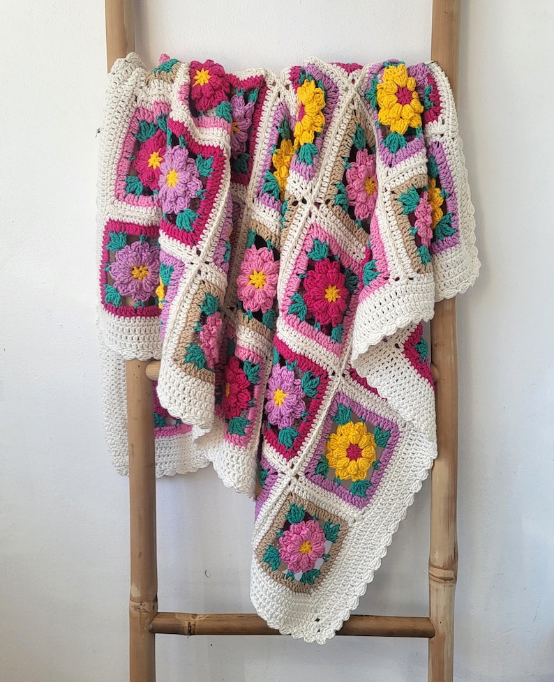 Vintage Flower Crochet Blanket Pattern: Retro Baby Throw (PDF Pattern ...