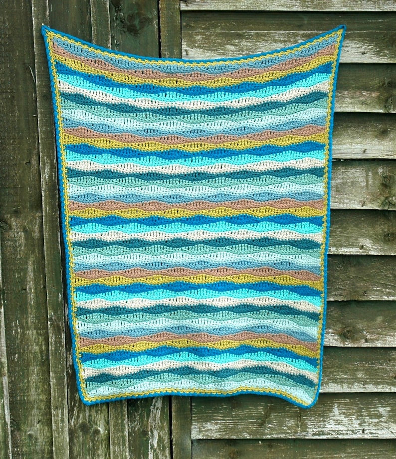 Crochet Blanket Pattern Gentle Waves Blue Gray Baby - Etsy