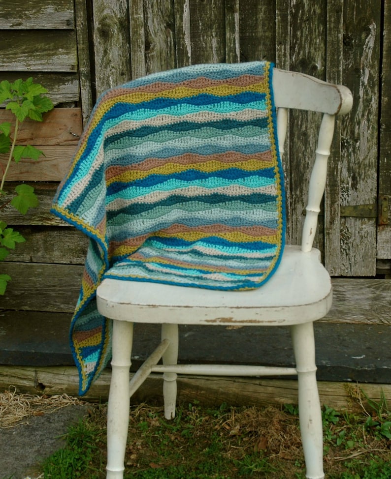 Crochet Blanket Pattern Gentle Waves Blue Gray Baby - Etsy
