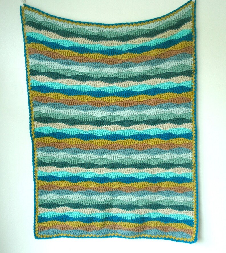 Crochet Blanket Pattern Gentle Waves Blue Gray Baby - Etsy