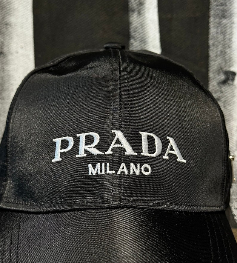 Prada Cap Vintage Black Cotton Good Condition Big White Logo - Etsy