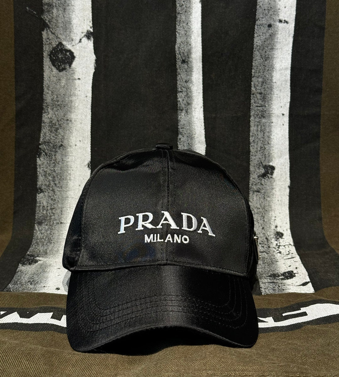 Prada Cap Vintage Black Cotton Good Condition Big White Logo - Etsy