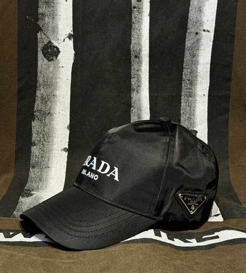 Prada Cap Vintage Black Cotton Good Condition Big White Logo - Etsy