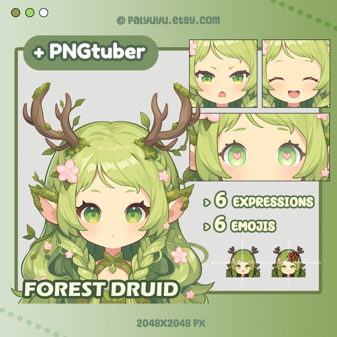 Cute Forest Druid Pngtuber | Chibi Kawaii | Ready to Use | Anime Vtuber ...