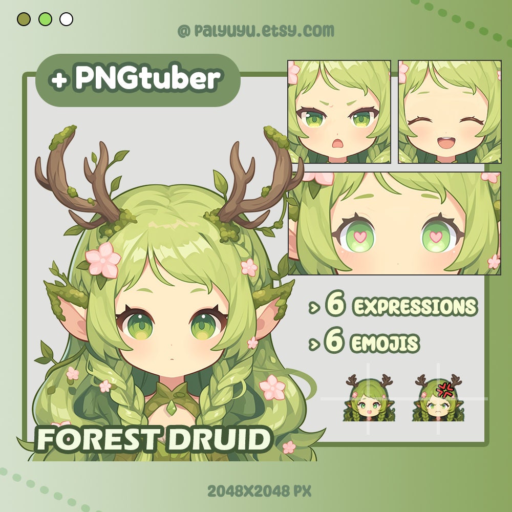 Cute Forest Druid Pngtuber | Chibi Kawaii | Ready to Use | Anime Vtuber ...