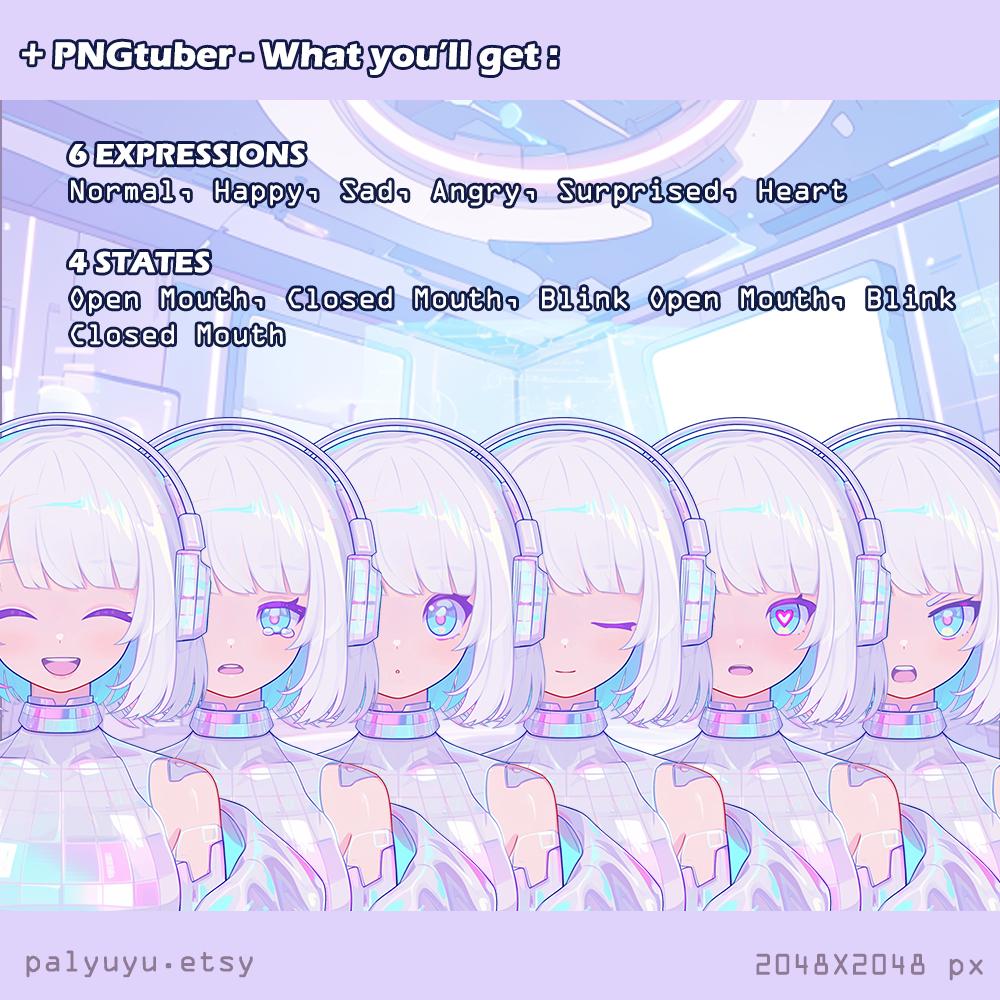 Cute Cyber Girl Pngtuber | Bundle | Ready to Use | Emotes | Futuristic ...