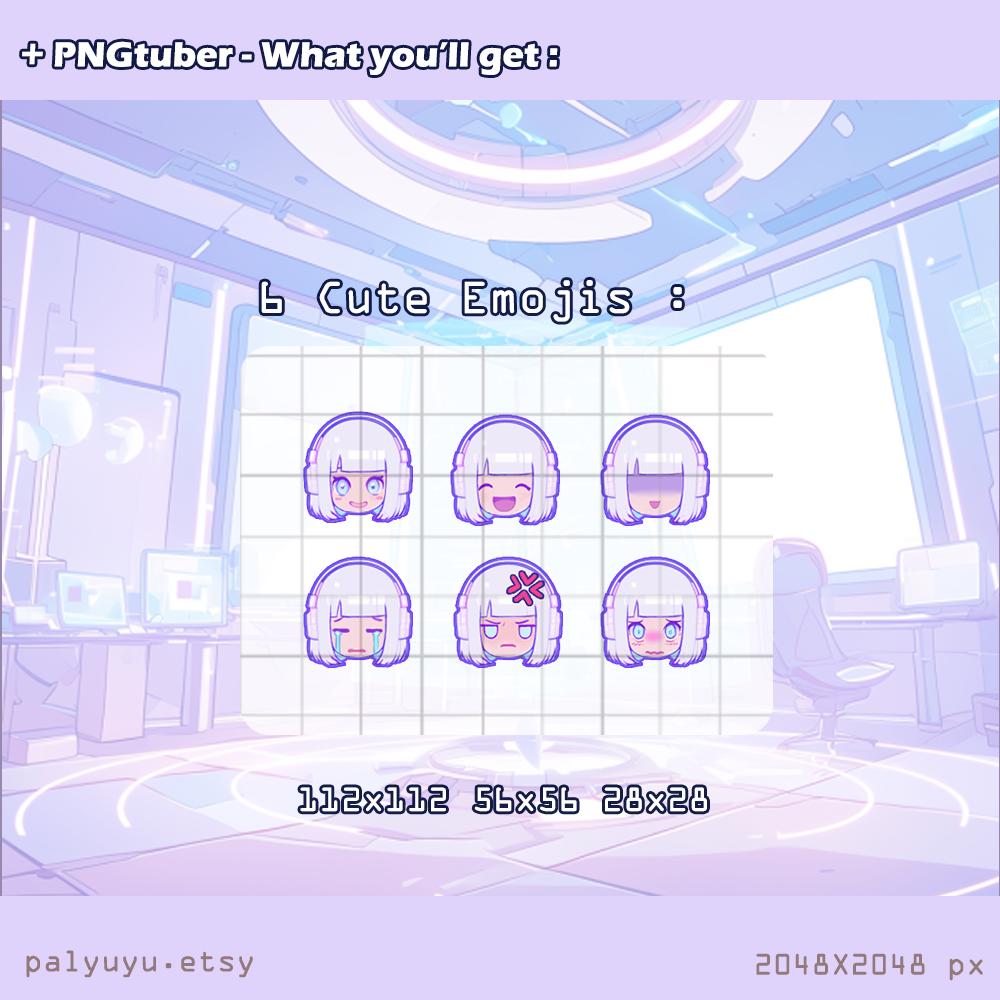 Cute Cyber Girl Pngtuber | Bundle | Ready to Use | Emotes | Futuristic ...