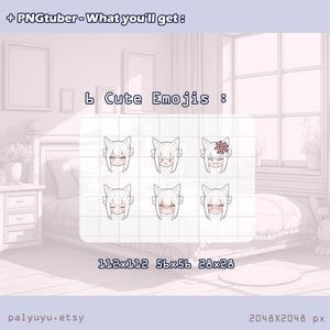 Cute White Cat Pngtuber | Bundle | Ready to Use | Emotes | Cat Vtuber ...