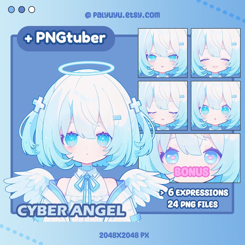Cute Cyber Angel Pngtuber Kawaii Ready to Use Anime Vtuber Model ...