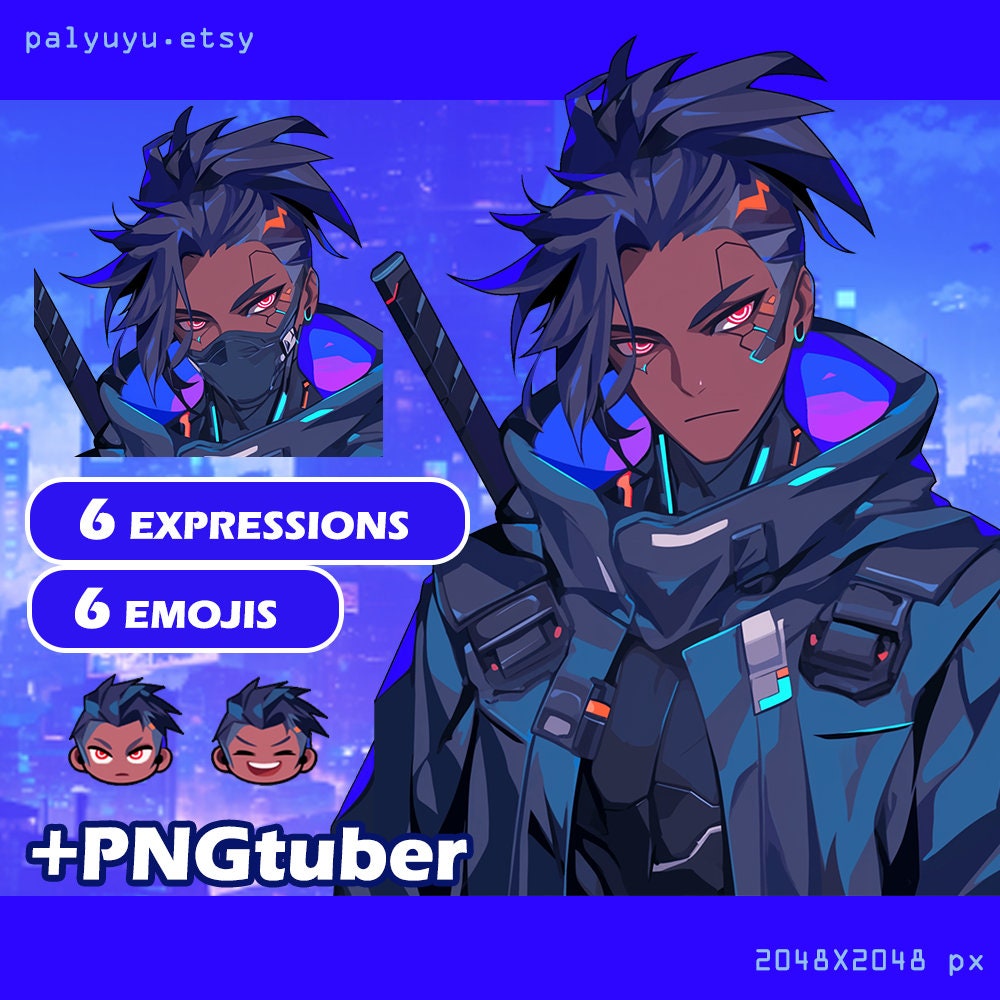 Cyberpunk Pngtuber | Bundle | Dark Skin Vtuber | Emotes | Ready to Use ...