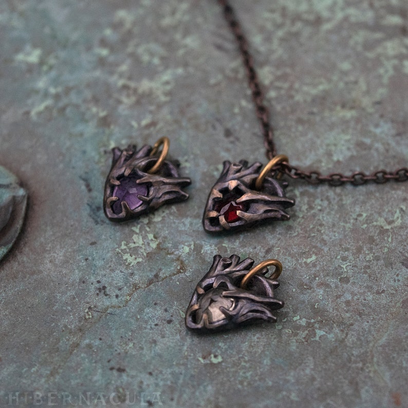 Micro-miniature Anatomical Heart Gemstone Charm in Bronze or - Etsy