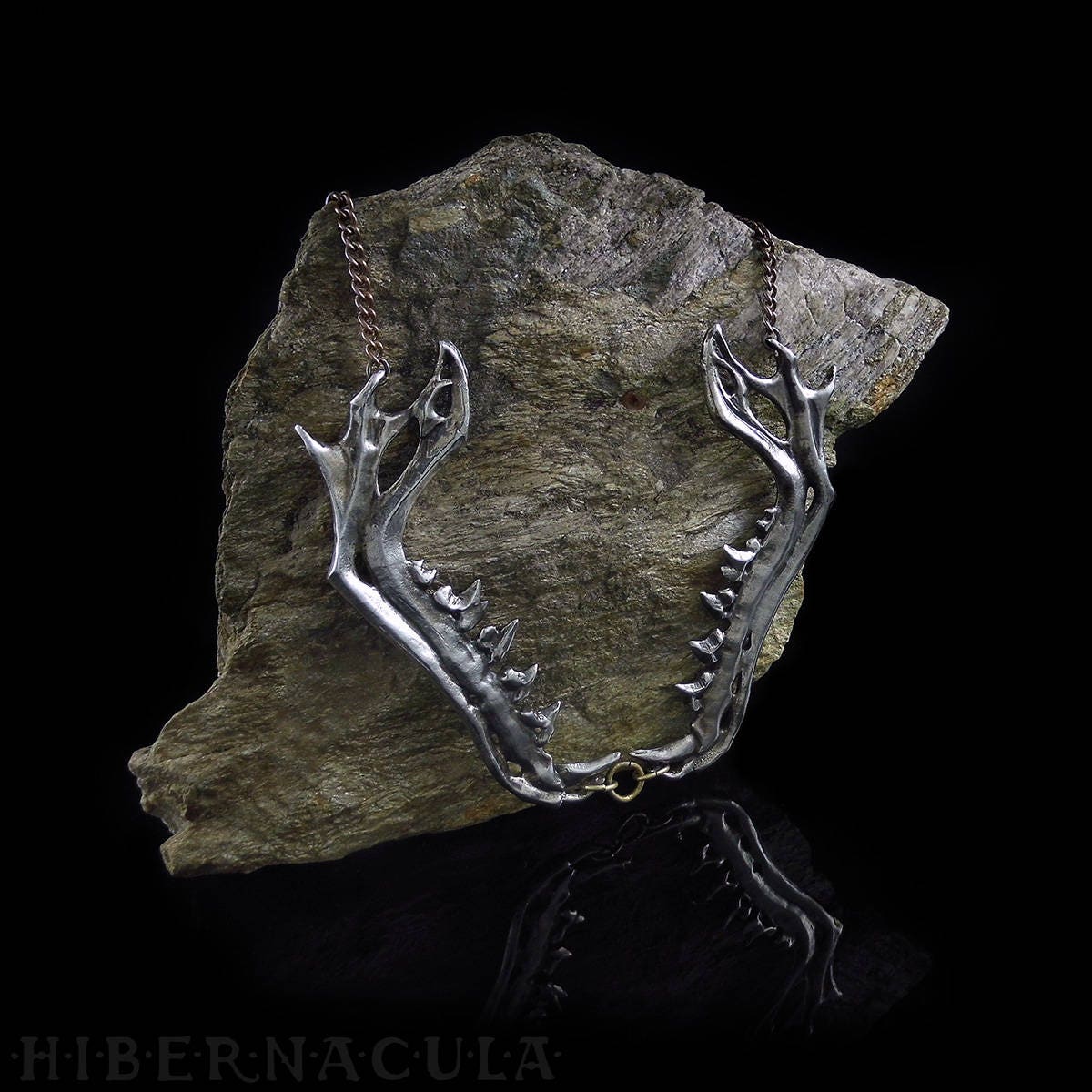 Predator Collar -- Jawbone Necklace in White Brass or Sterling Silver ...