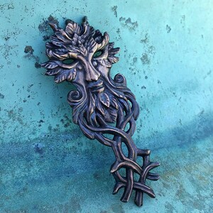 Key of the Green Man -- Bronze Pendant - Etsy