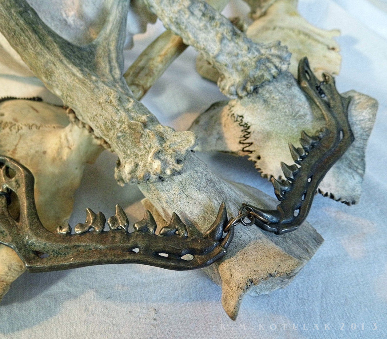 Predator Collar -- Jawbone Necklace in White Brass or Sterling Silver ...