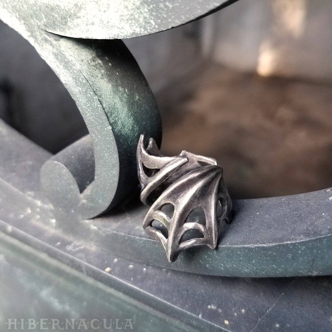 Nocturne - Bat Wing Spiral Ring in Bronze or Silver - Etsy
