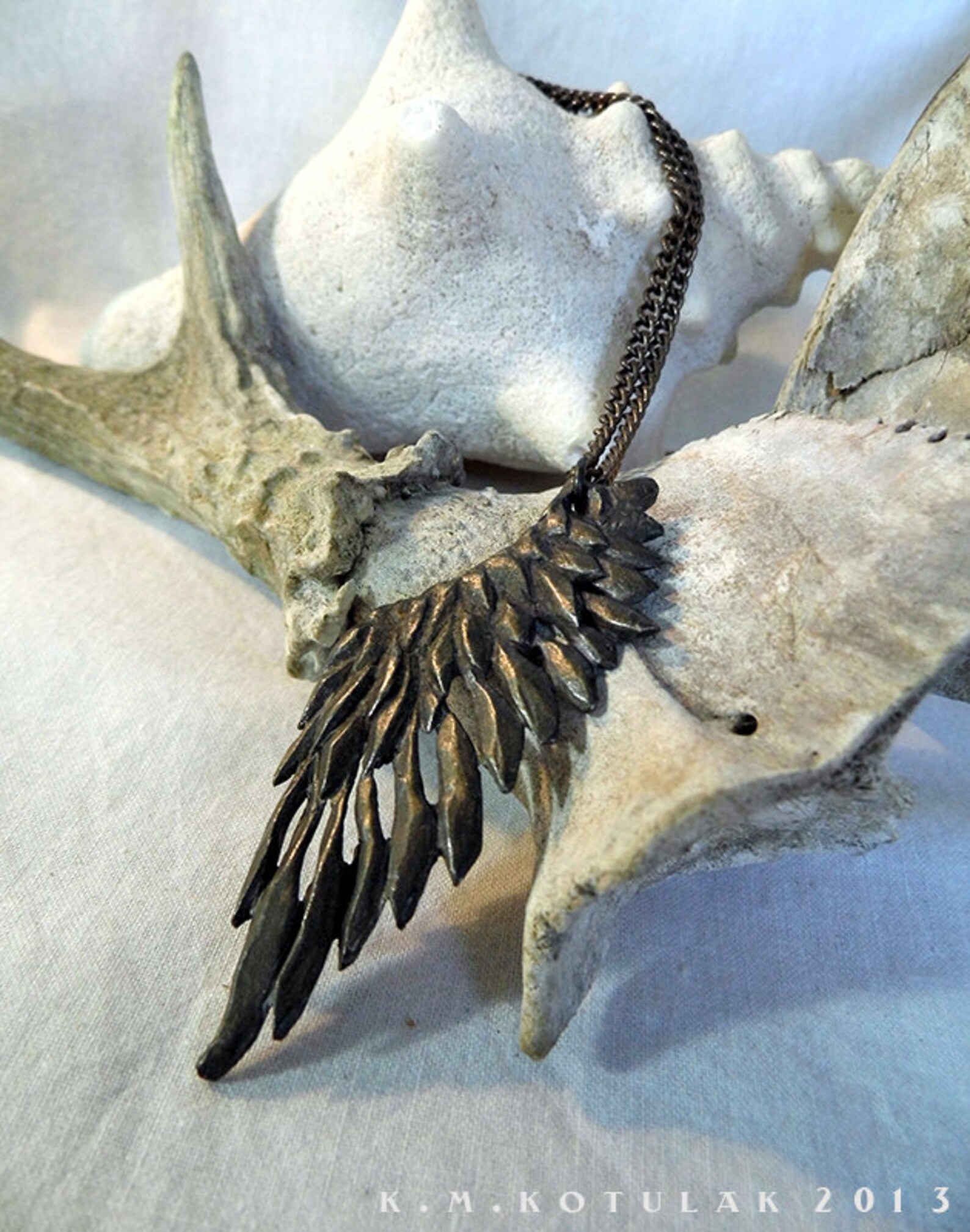 Fallen Angel Wing Handmade Pendant in Bronze & Sterling - Etsy