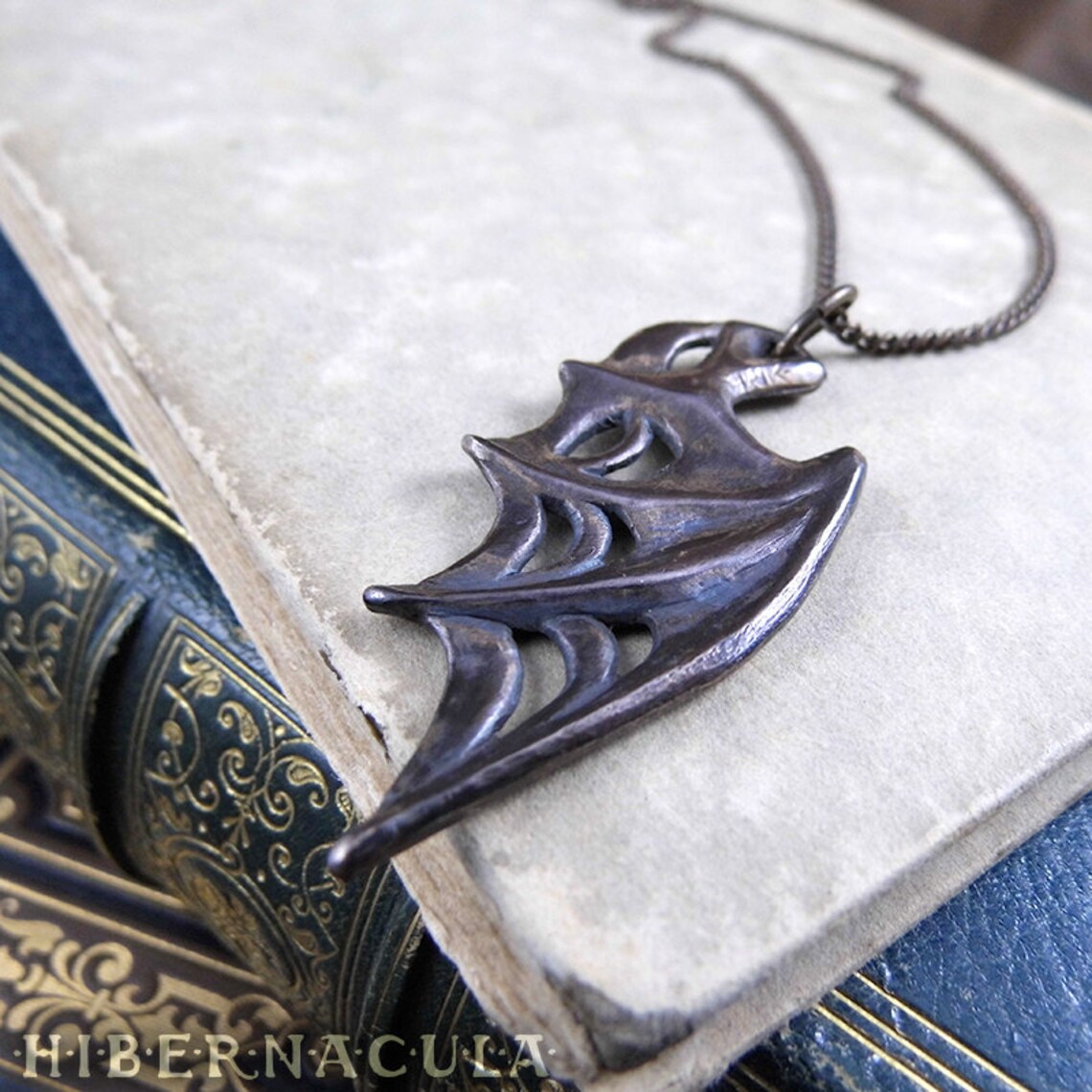 Nocturne Wing -- Dragon / Demon / Bat Wing Pendant in Bronze or Silver ...