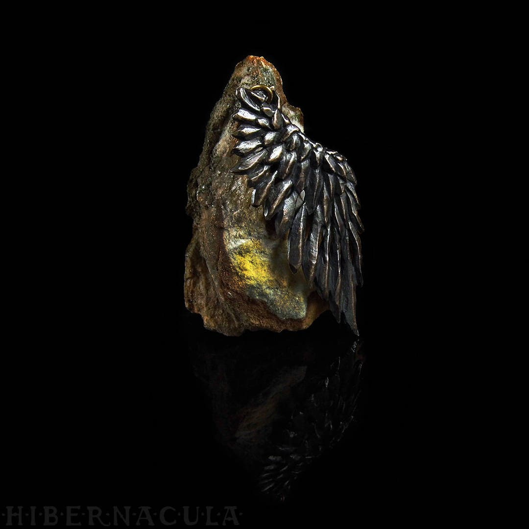 Fallen Angel Wing -- Handmade Pendant in Bronze & Sterling Silver - Etsy