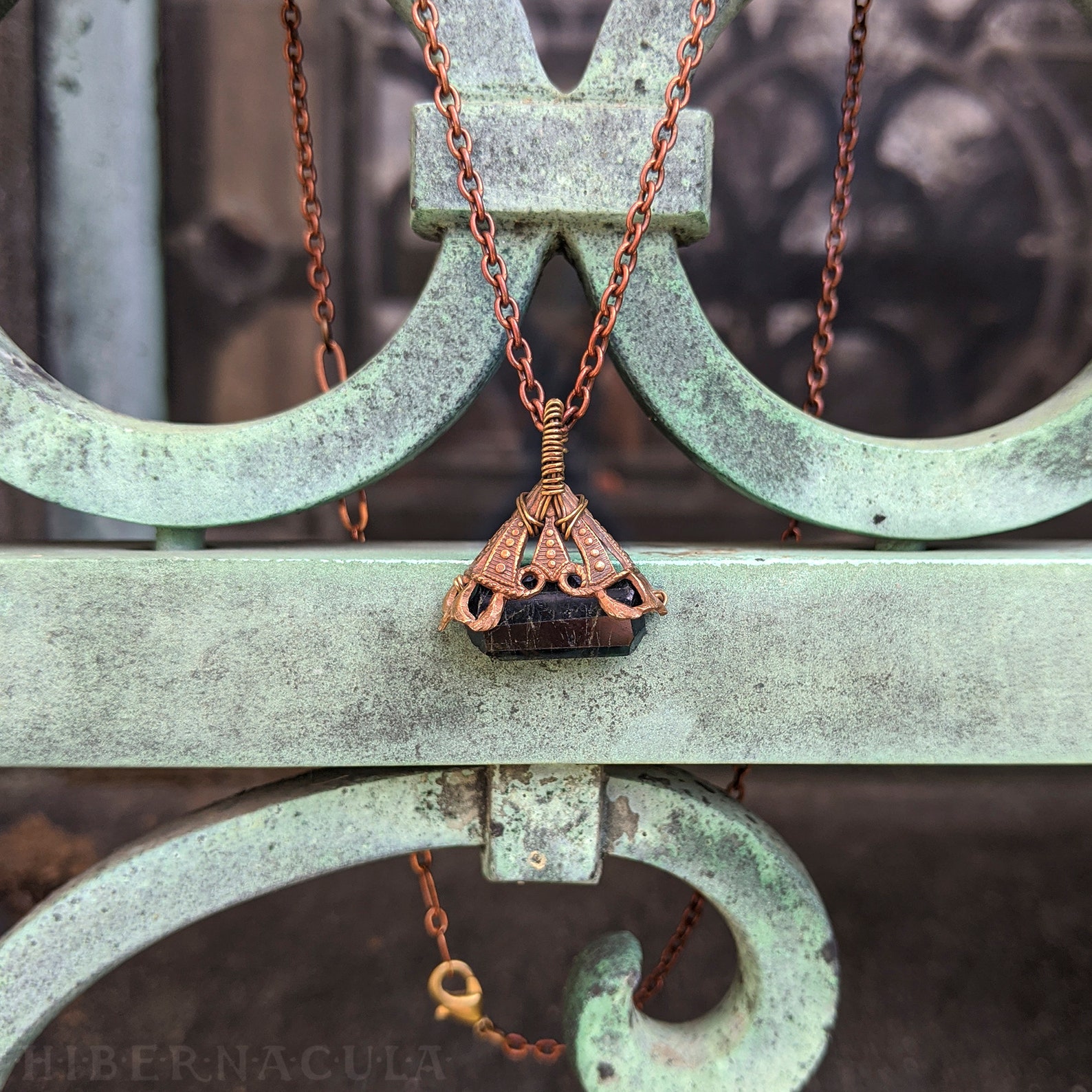 Tourmaline Triangle Filigree and Black Tourmaline Pendant | Etsy