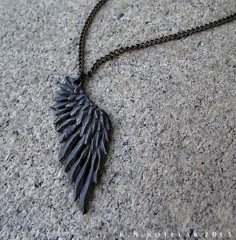 Fallen Angel Wing Handmade Pendant in Bronze & Sterling - Etsy