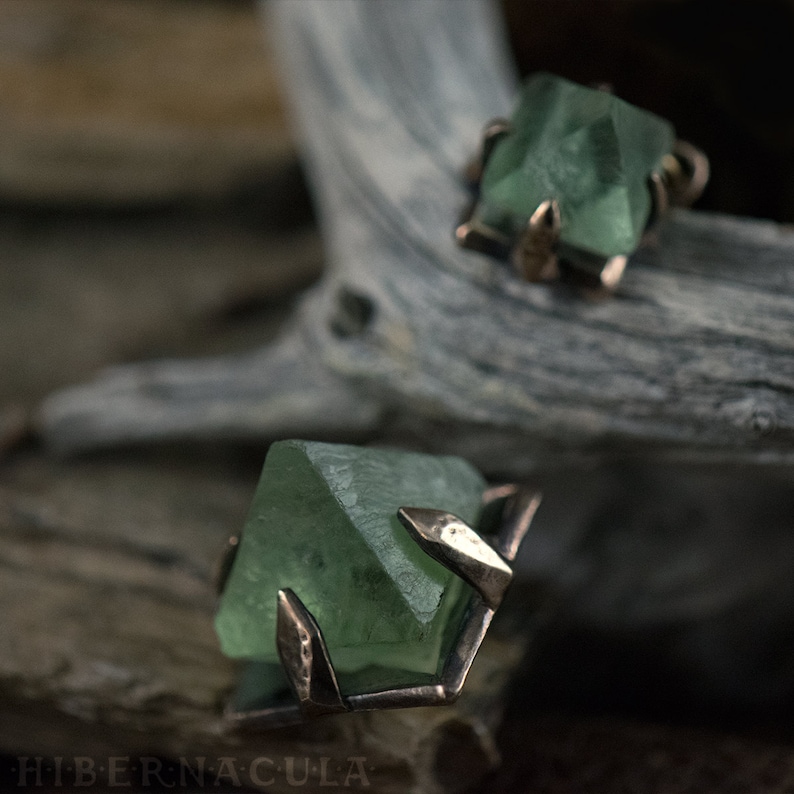 Focus Crystal Raw Teal or Purple Fluorite Octahedron - Etsy