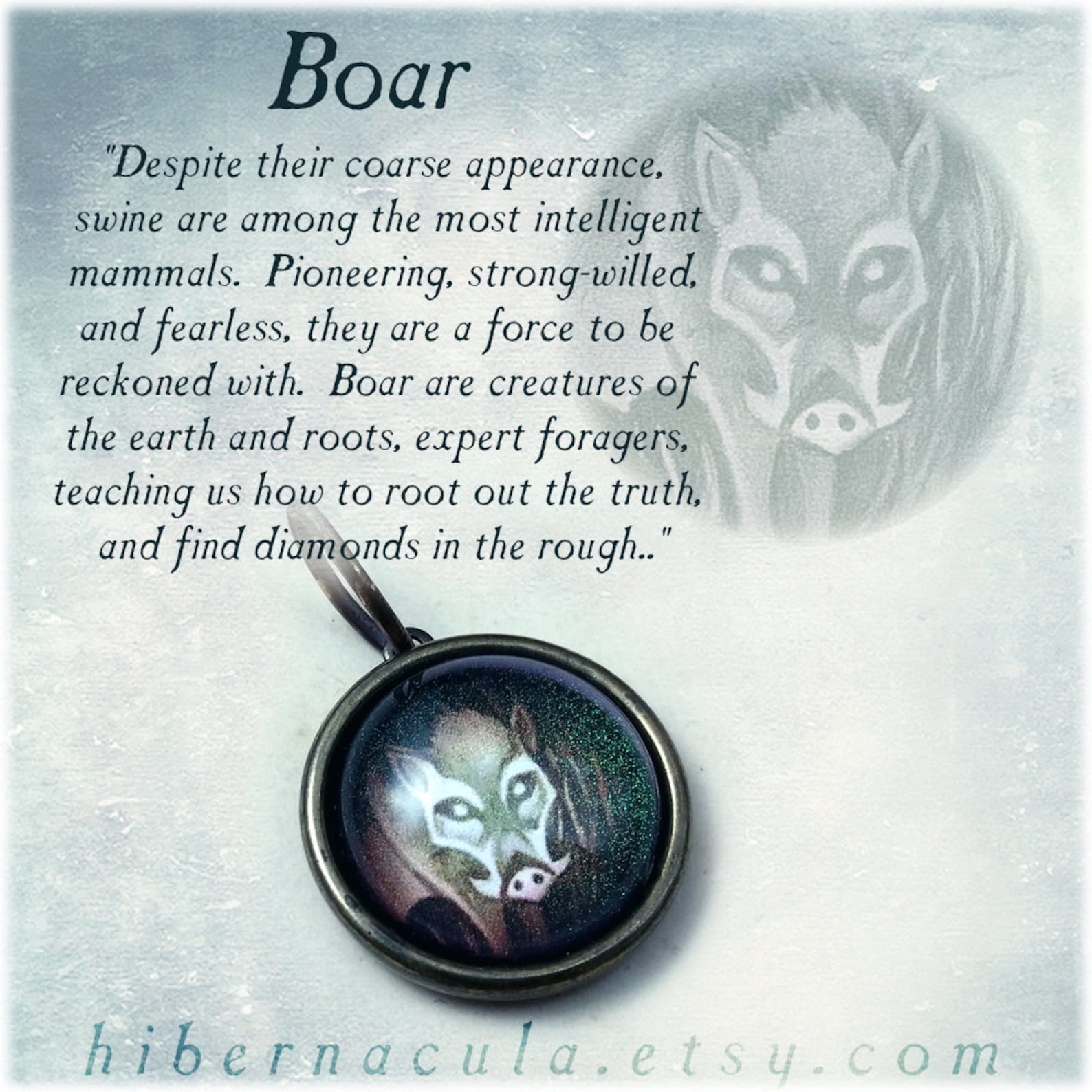 Boar Spirit -- Brass Animal Totem Pendant - Etsy