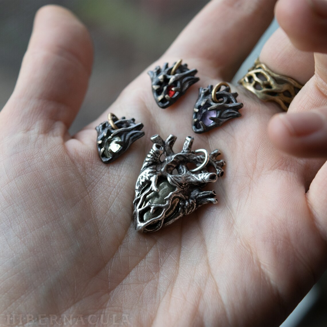 Micro-miniature Anatomical Heart Gemstone Charm in Bronze or - Etsy