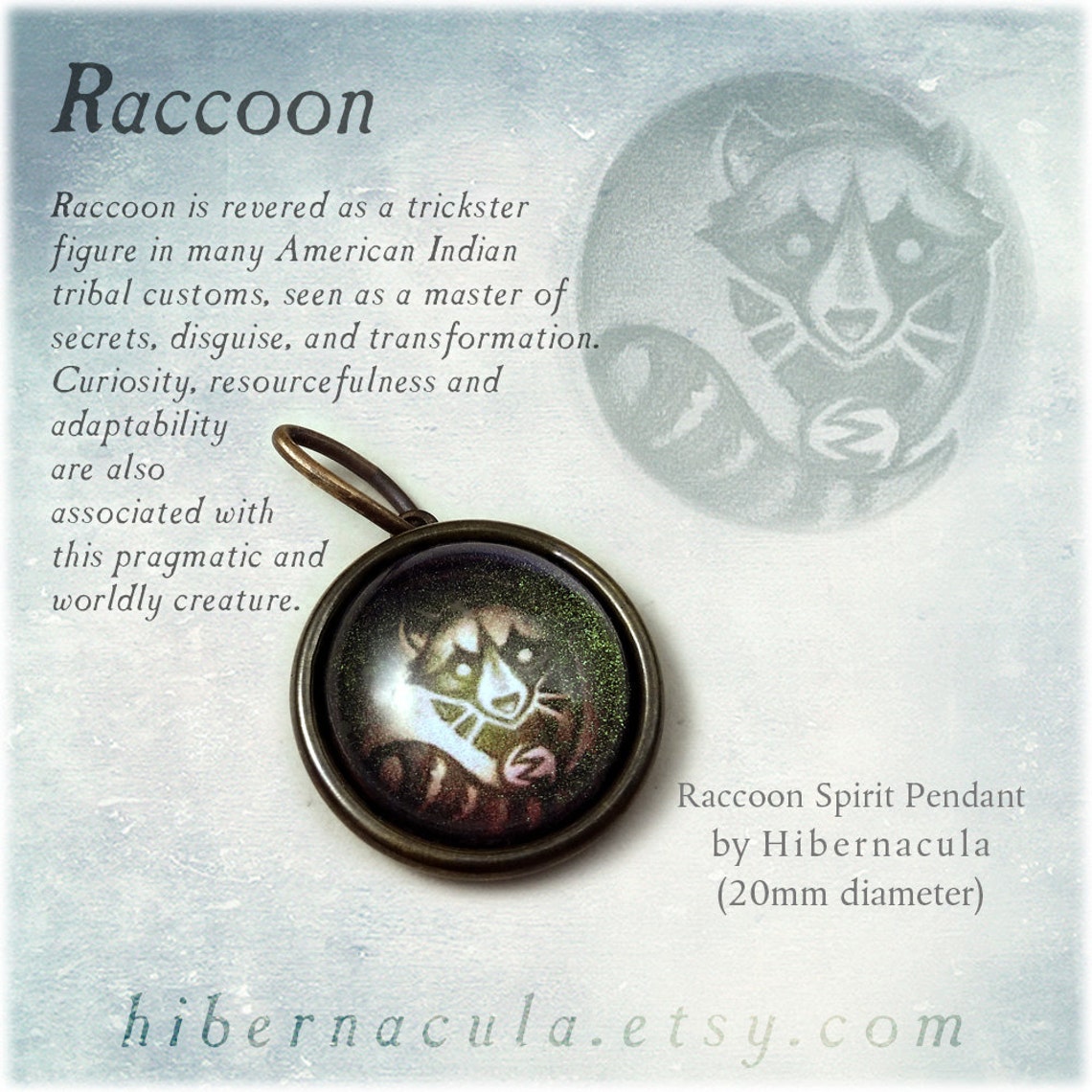 Raccoon Spirit -- Brass Animal Totem Pendant - Etsy