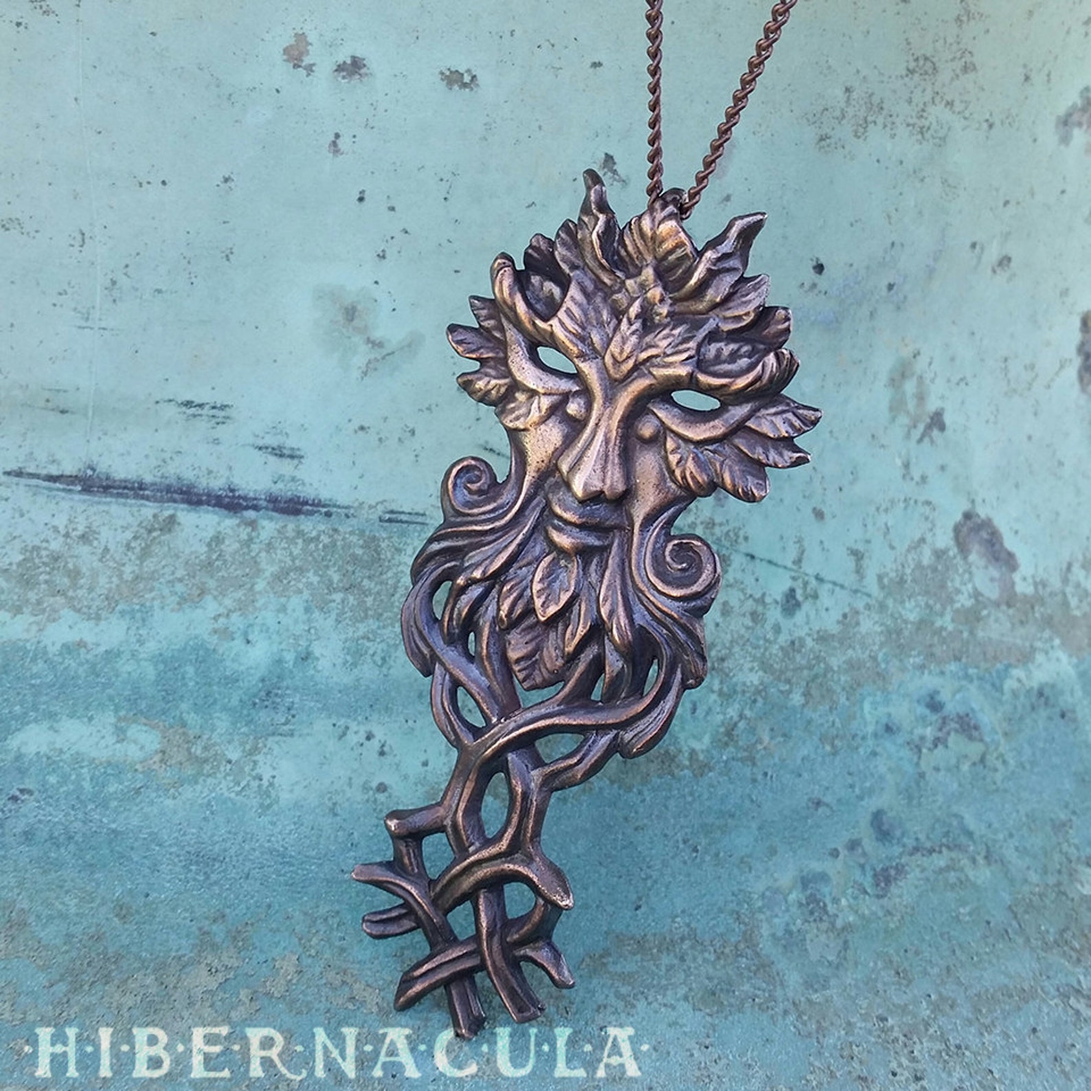 Key of the Green Man -- Bronze Pendant - Etsy