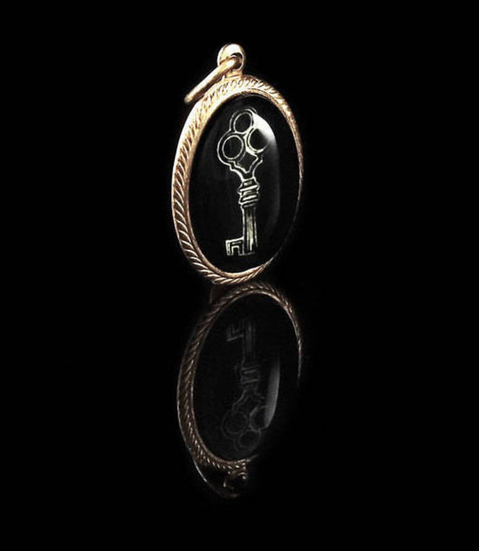 The Shadow Key Brass Pendant With Original Artwork - Etsy
