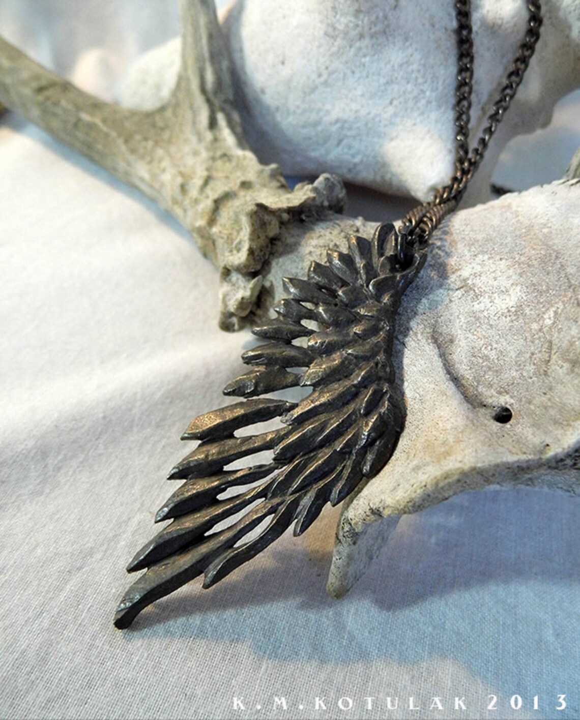 Fallen Angel Wing Handmade Pendant in Bronze & Sterling - Etsy