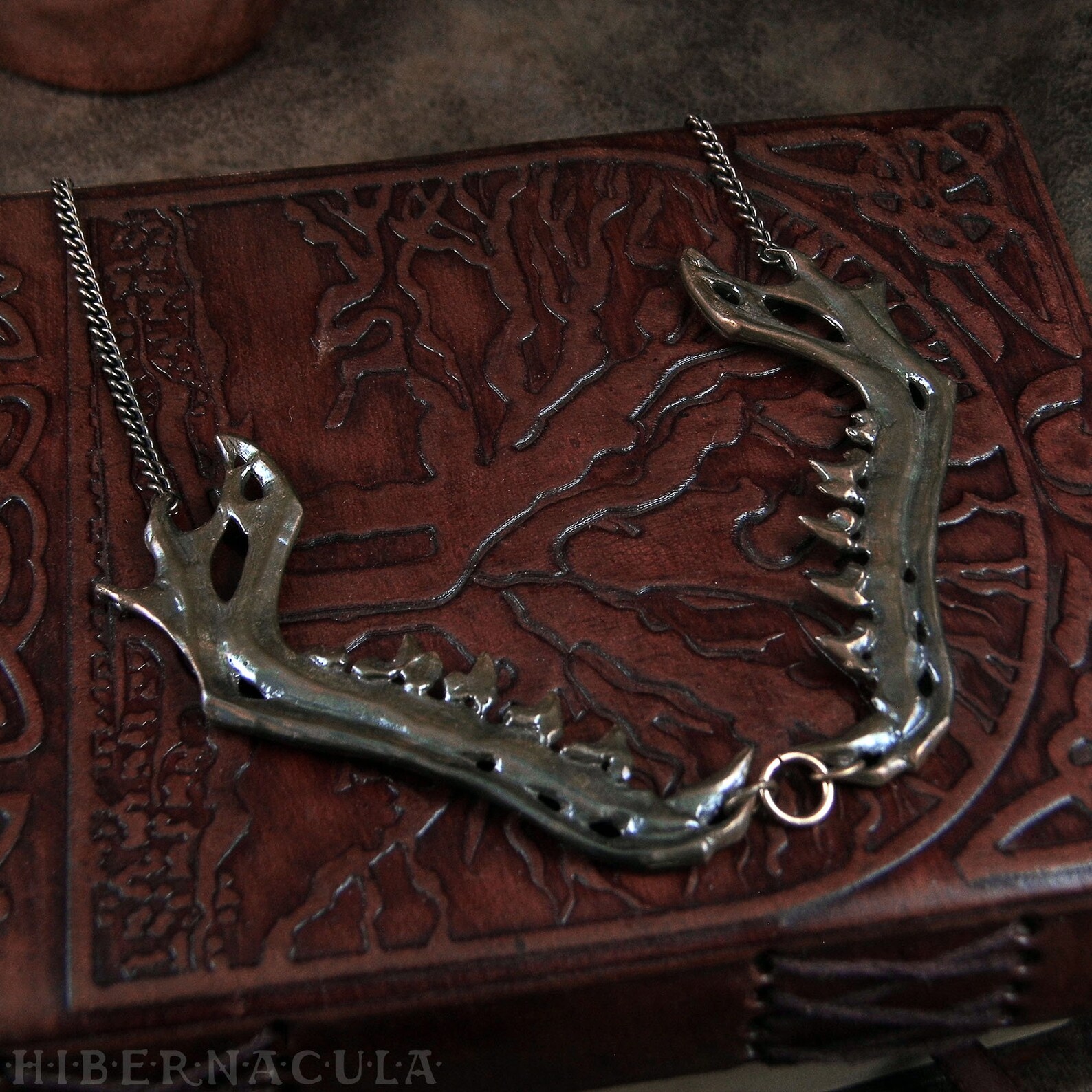 Predator Collar -- Jawbone Necklace in White Brass or Sterling Silver ...