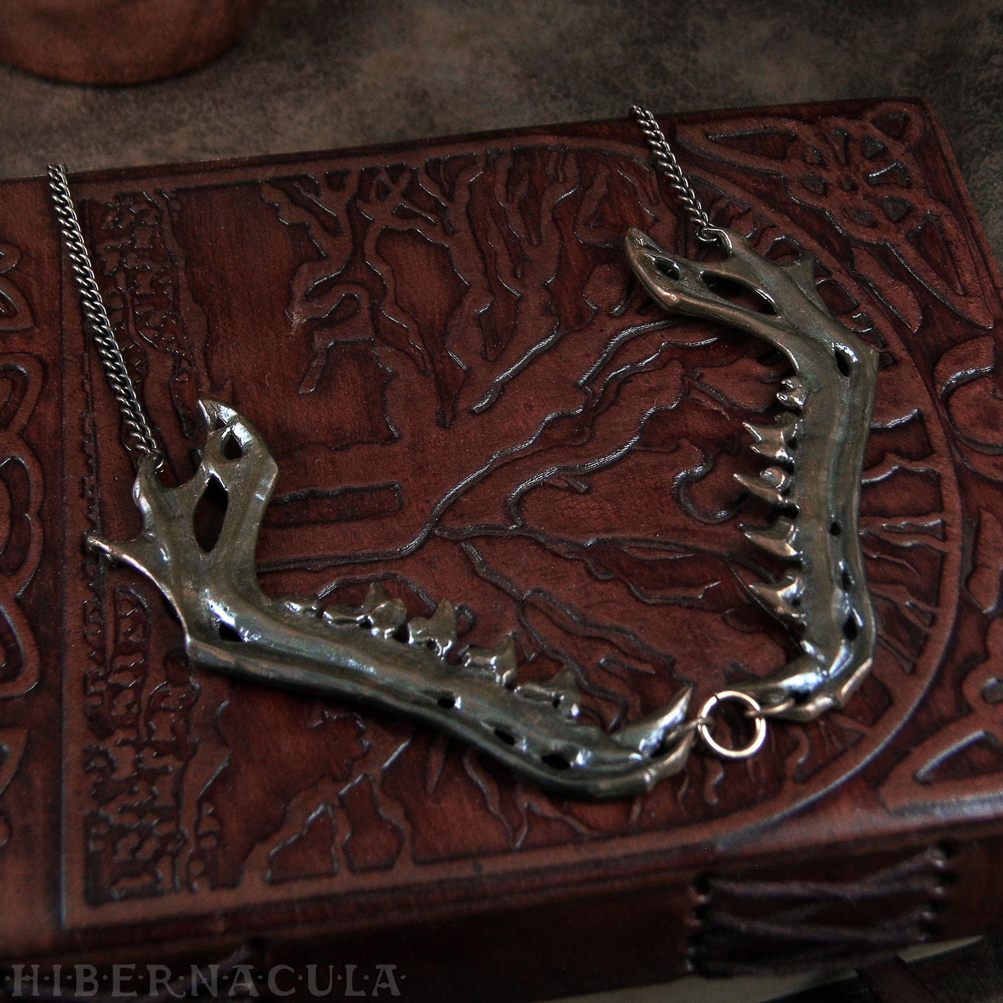 Predator Collar -- Jawbone Necklace in White Brass or Sterling Silver ...