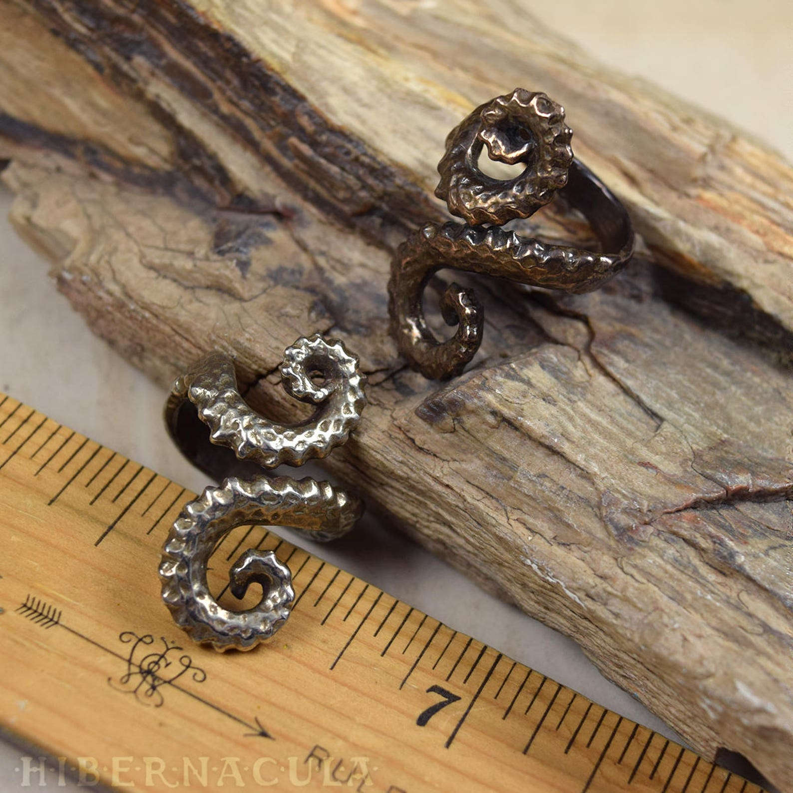 The Eldritch Spiral Tentacle Wrap Ring in Bronze & Silver - Etsy Canada