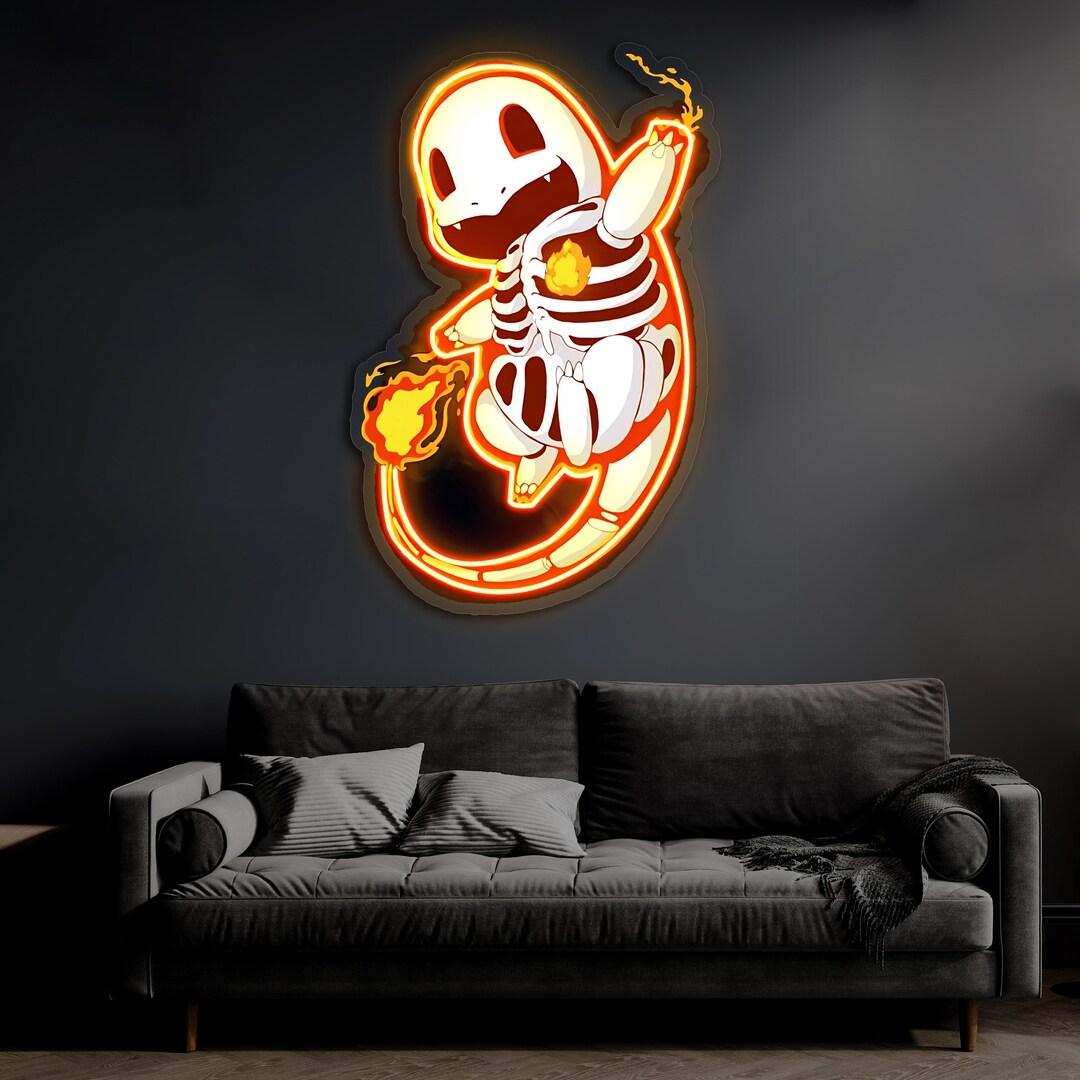 Charmander Plexiglass Neon Art, Pokemon Neon Sign, Neon Light Sign ...