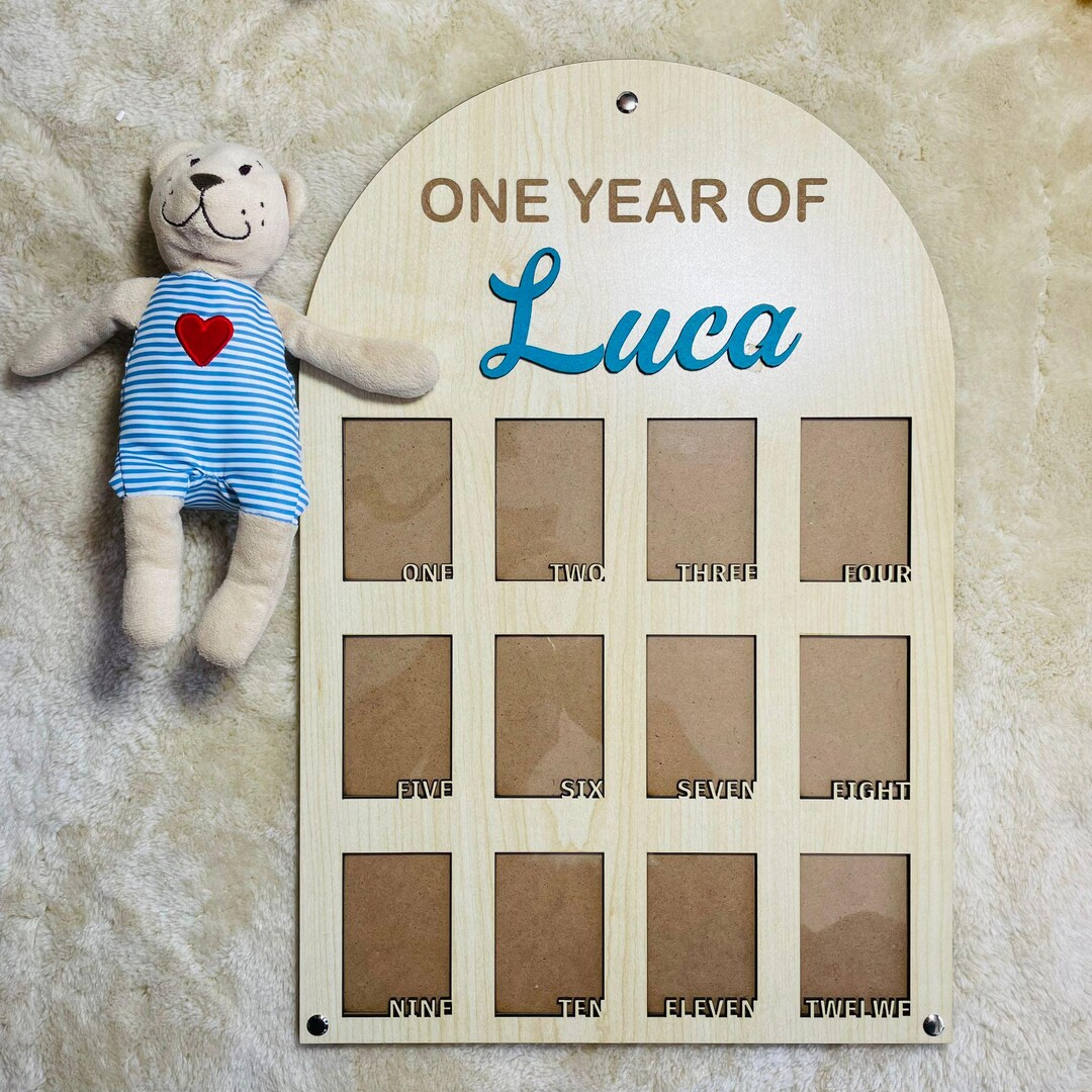 One Year of Photo Board, Wood Photo Board, Milestone Board, 1st ...