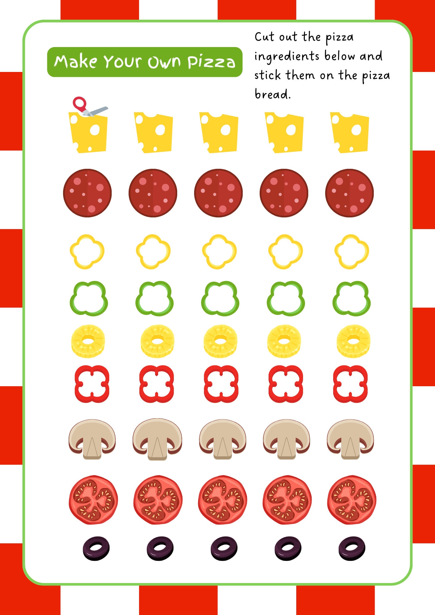 DIY Pizza Activity Cut Outs Pretend Play for Kids Learn and Fun ...