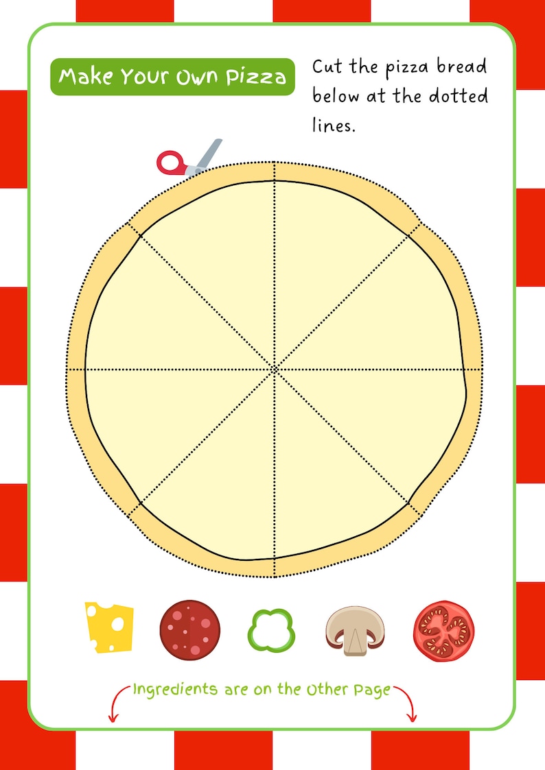 DIY Pizza Activity Cut Outs Pretend Play for Kids Learn and Fun ...