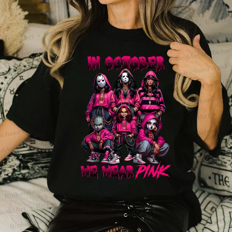 Retro Halloween Png, Horror Friend Png, in October We Wear Pink Png ...