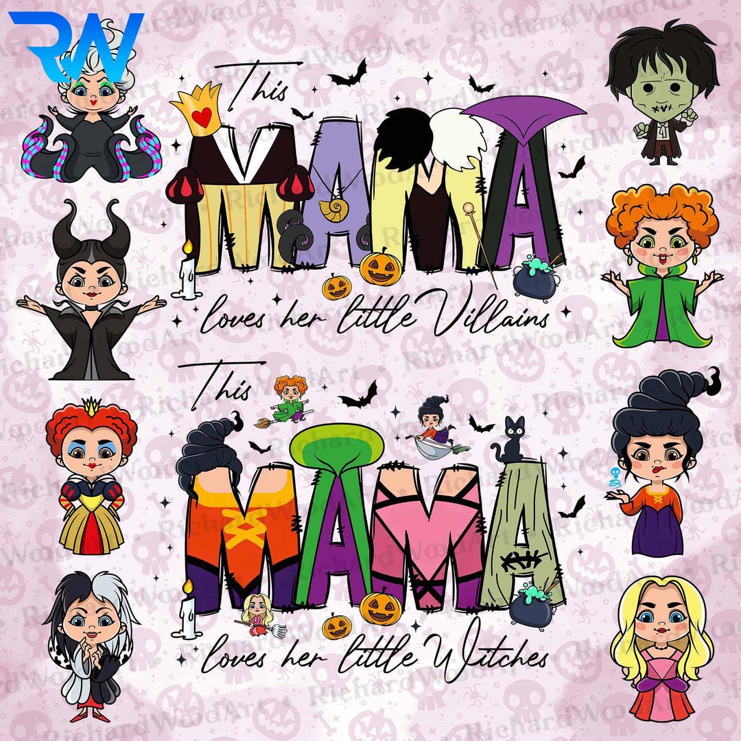 CUSTOM Halloween Villains Mama Png, Bundle This Mama Loves Her Witches ...