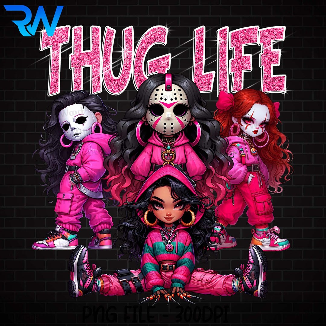 Thug Life Halloween png, Lady Killer png, Pink Chibi Horror Killer png ...