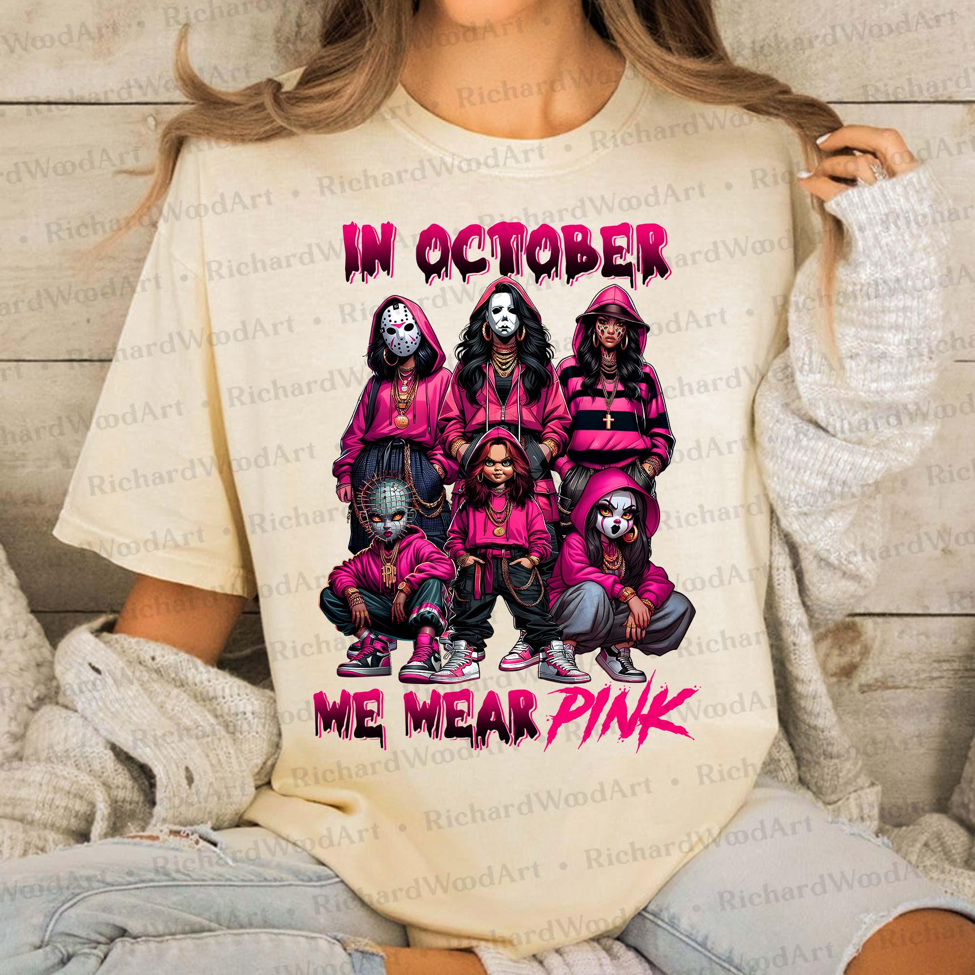 Retro Halloween Png, Horror Friend Png, in October We Wear Pink Png ...
