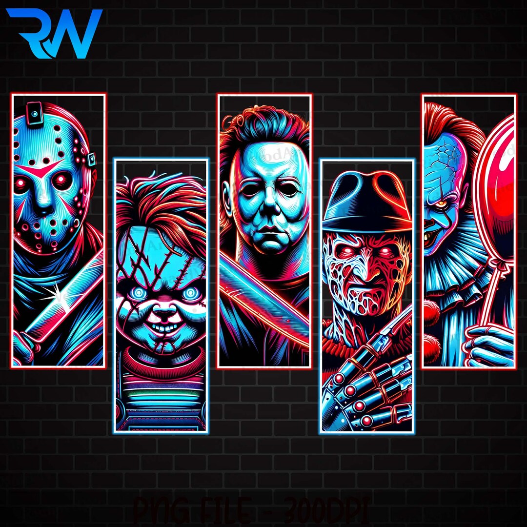 Scary Halloween Movie Png, Horror Movie Png, Neon Halloween Png ...