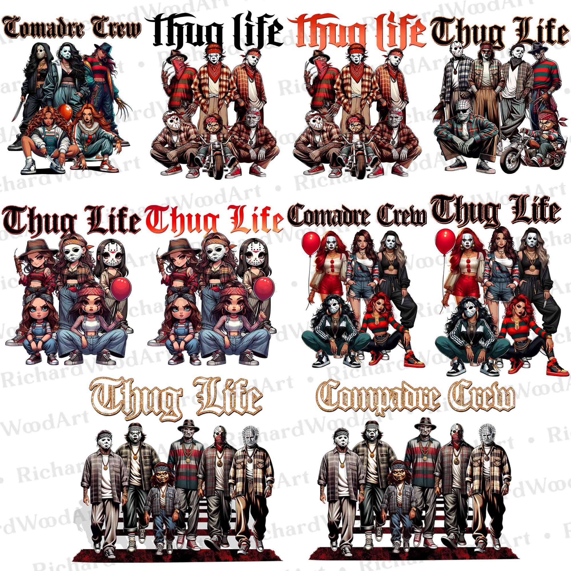 10 Halloween Horror Friend Png Bundle, Horror Movie Comadre Crew Png ...